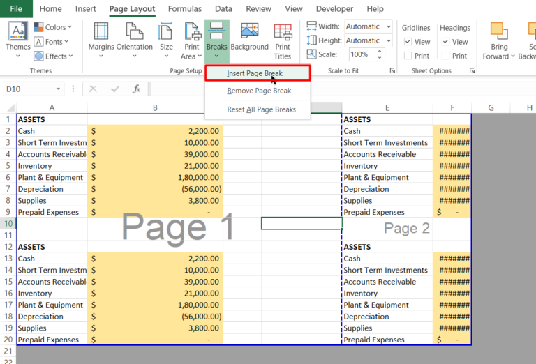 How to Insert a Page Break in Excel? (3 Simple Steps)